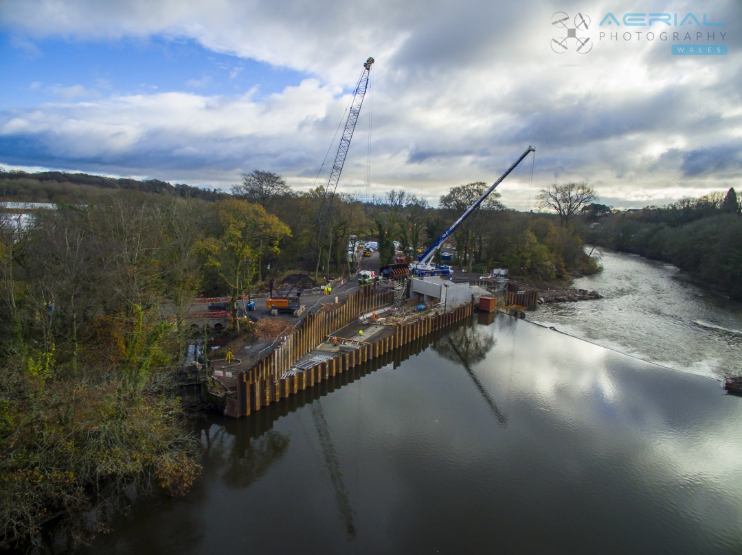 Radyr Weir Hydroelectric Scheme - Cardiff, South Wales - Aerial ...