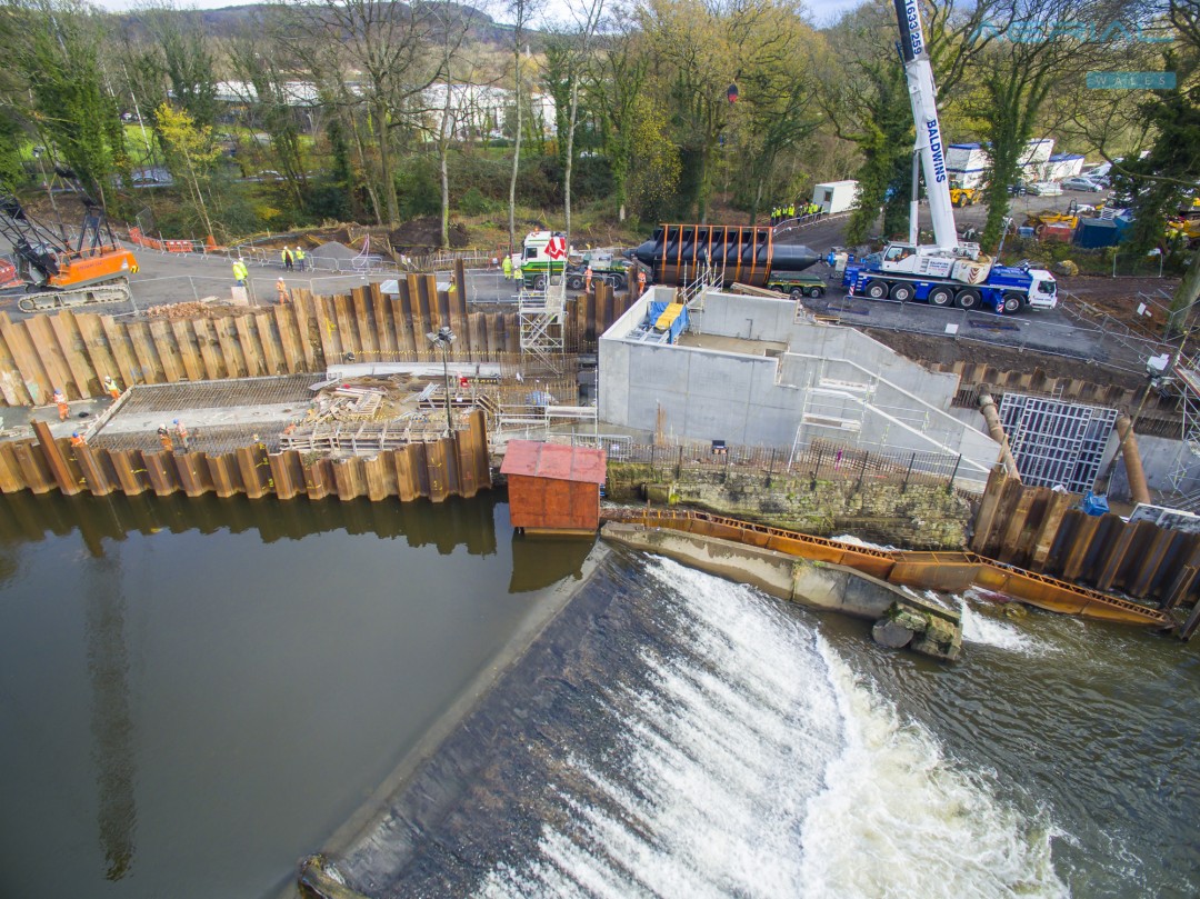 Radyr Weir Hydroelectric Scheme - Cardiff, South Wales - Aerial ...
