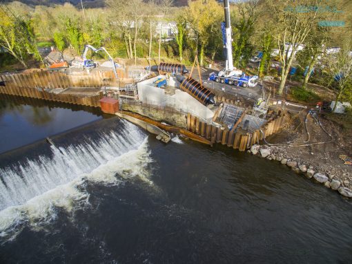Radyr Weir Hydroelectric Scheme - Cardiff, South Wales - Aerial ...